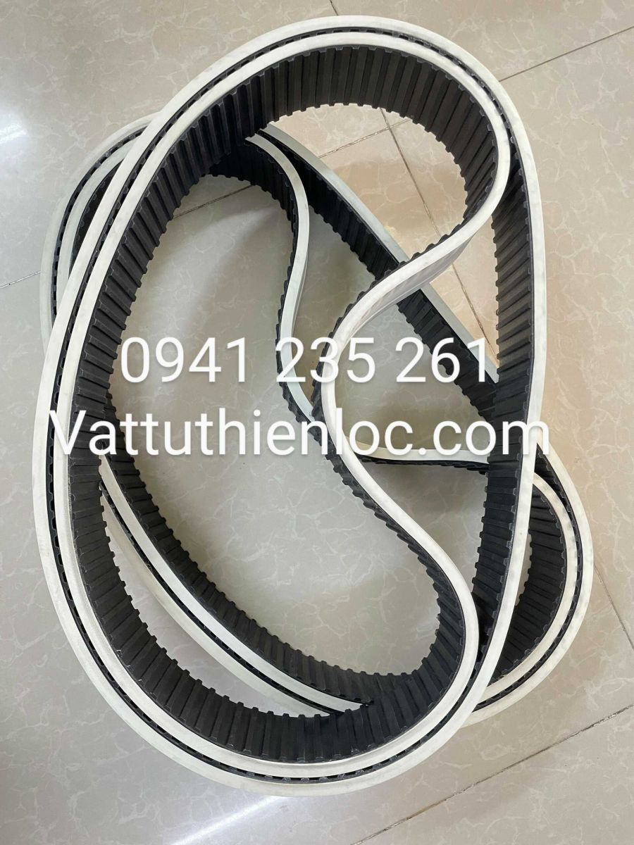 Dây Curoa PU Đắp Cao Su Trắng Dày 8MM Có Rãnh Giữa